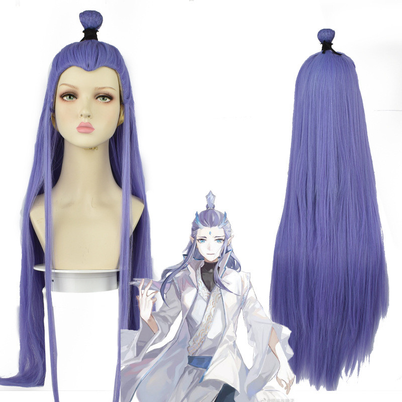 Nezha Ao Bing Cosplay Wig Mixed Blue Purple wigs Ao Bing white Dragon ...
