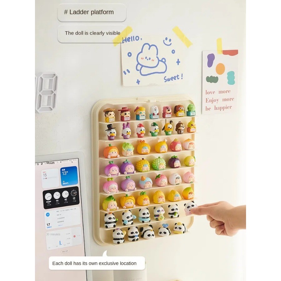 Cute Particle Arcylic Display Storage Box Wall Mounted Figurine Blind ...