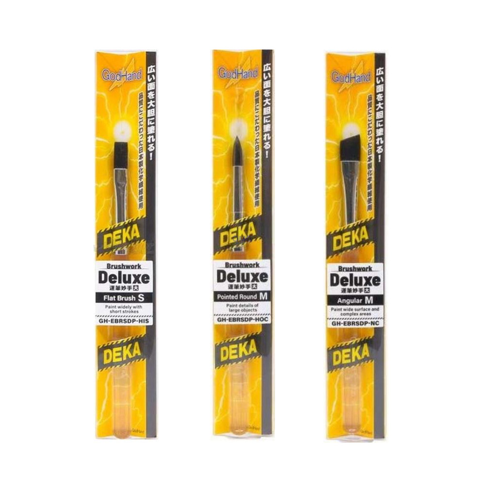 GodHand Brushwork Deluxe Series (Flat Brush / Pointed Round / Angular ...
