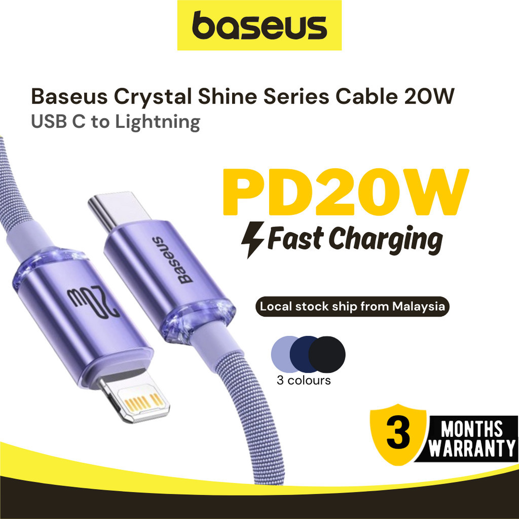 Baseus 20W PD Fast Charging USB Type C to Lightning Cable Data Transfer ...