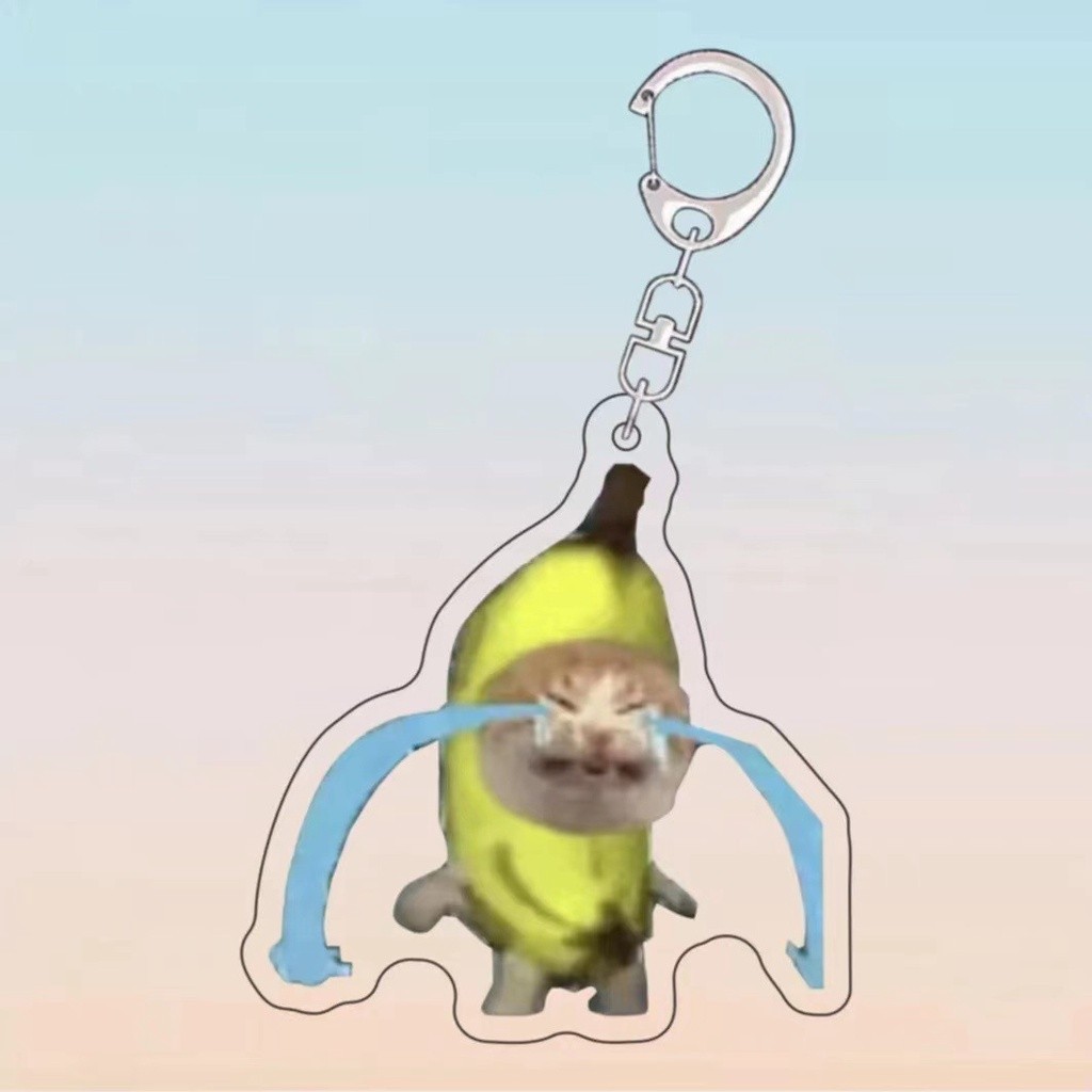 Acrylic Keychains Food Cat Head Banana Cat Emoji Keychain Funny Student ...