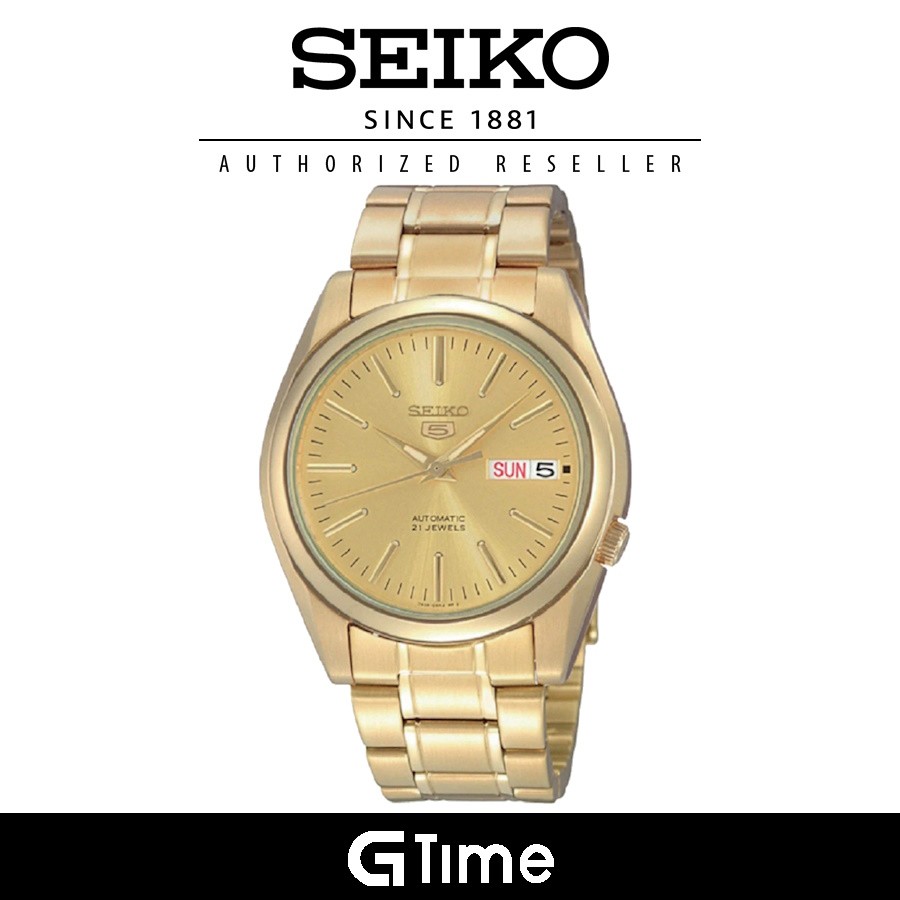 Seiko SNKL48K1 Men's Seiko 5 Automatic Gold Plated Steel Watch Jam ...
