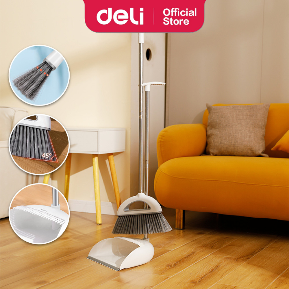 Deli Vusign Windproof Broom Dustpan Set 2 in 1 Wide Bristle Penyapu ...