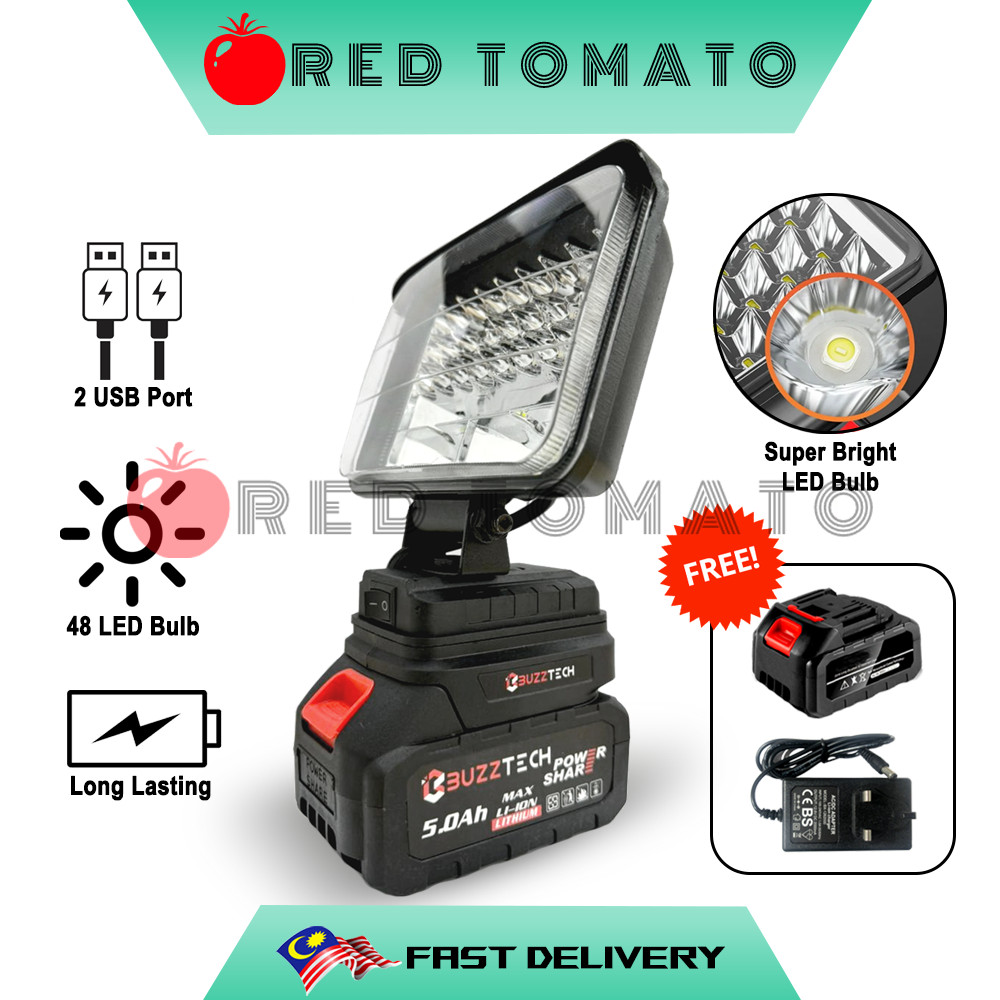 RED TOMATO 6 Inch Cordless LED Work Light Spotlight Li-ion Battery ...