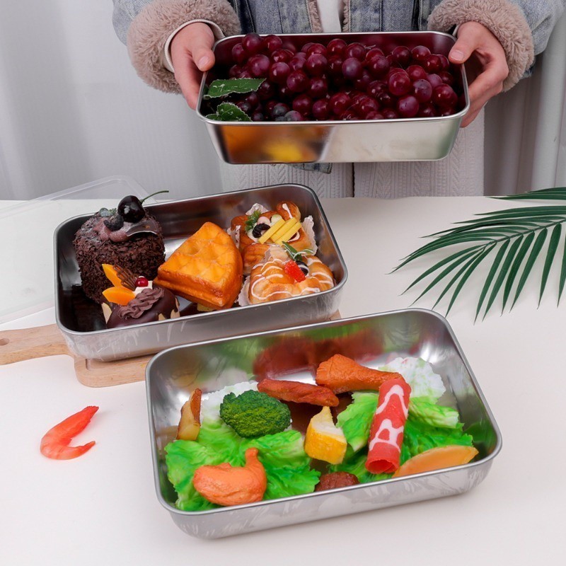 Stainless Steel Preservation Box with Lid - Refrigerator Meat/Dessert ...
