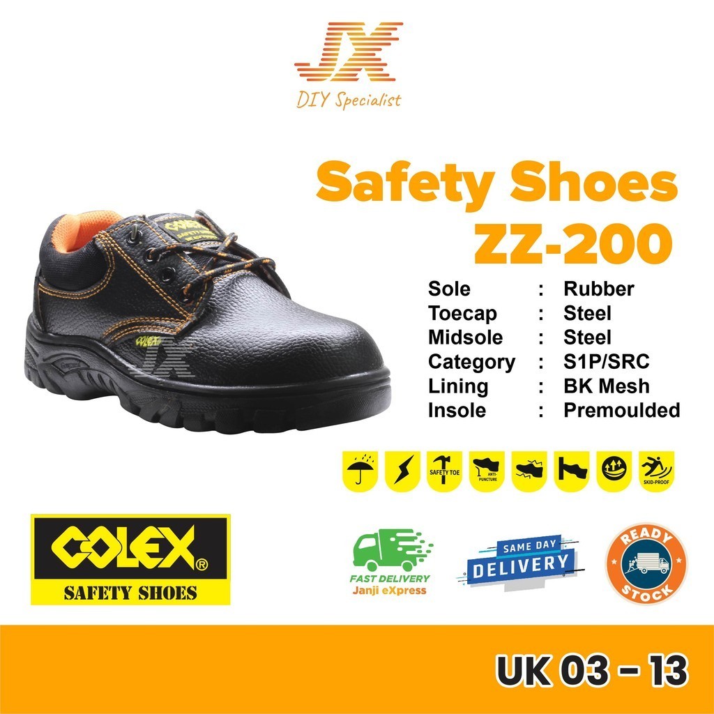 COLEX Safety Shoes Steel Toe Cap Mid Sole Low Cut Black Safety Boots ...