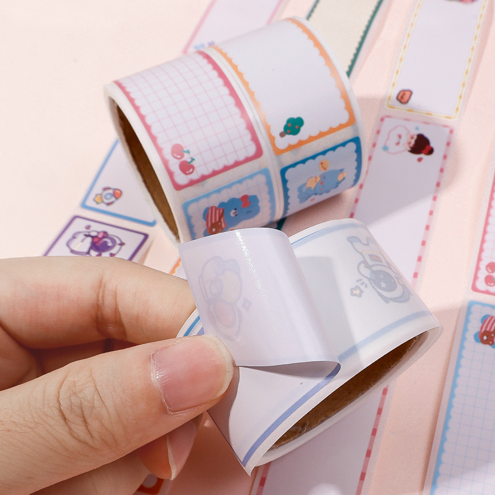 60 Pcs/Roll Waterproof Name Label Kids Cute Stationery Sticker DIY Self ...