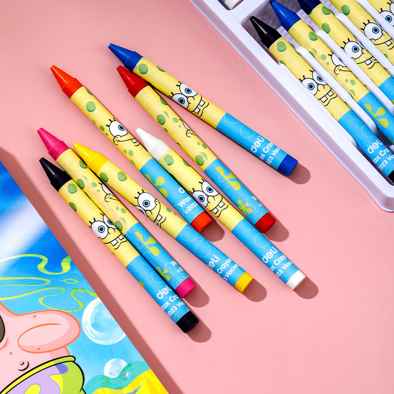 Deli SpongeBob SquarePants Series Wax Crayon 16 / 24 Colors Rounded ...
