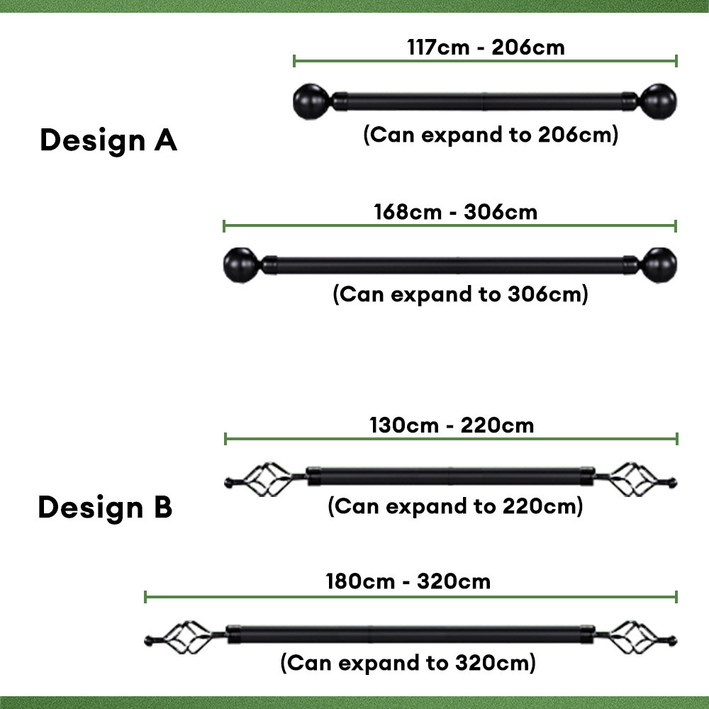[FULL SET | EXTENDABLE DOUBLE ROD] Adjustable Curtain Rod Set For Hook ...