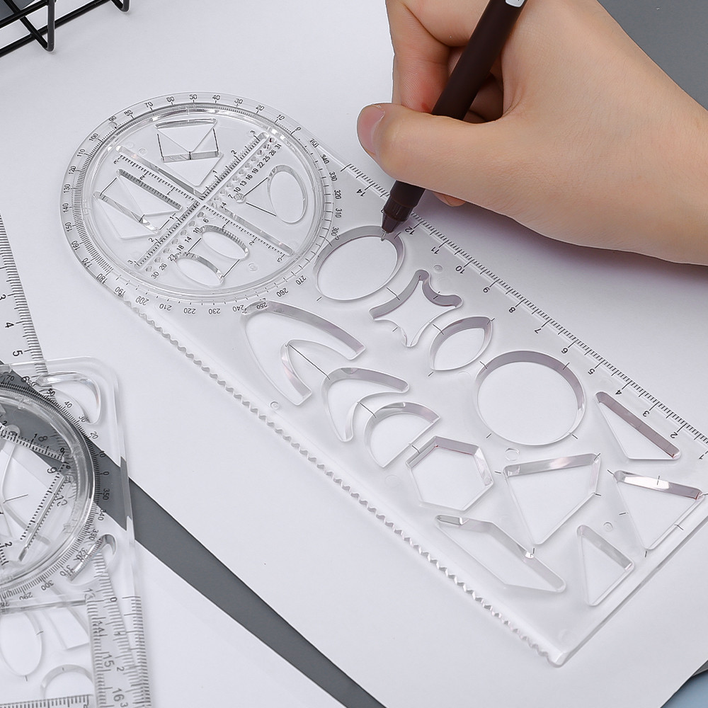Geometric Ruler Multifunctional Drawing Measuring Scale Clear Easy ...