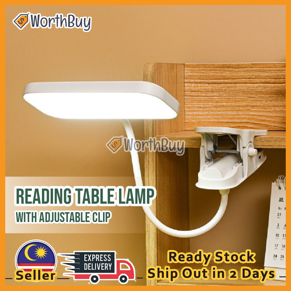 Worthbuy Rechargeable LED Clip Lamp Adjustable Study Reading Lamp Eye ...