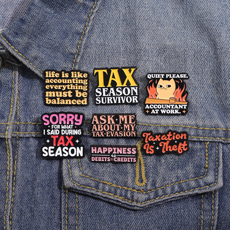 Colorful Letter Texts Enamel Pins Brooches Creative Text Tax Season ...