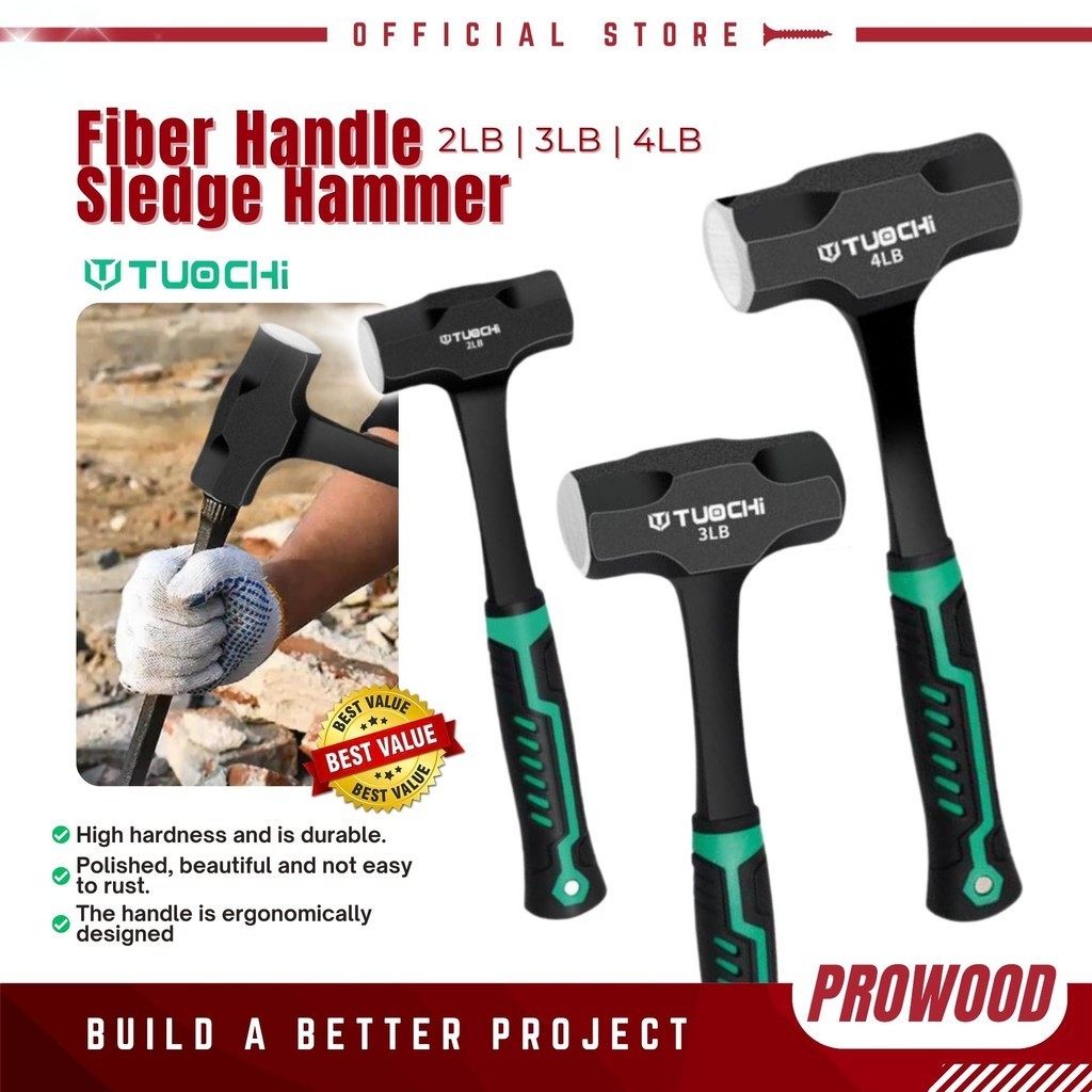TUOCHI 2LB 3LB 4LB Sledge Hammer Fiber Handle Octagonal Hammer Repair ...