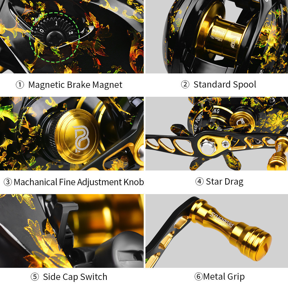 PROBEROS Reel Bc 7.2:1 Gear Ratio Fishing Reel Metal Spool 8kg Max Drag ...