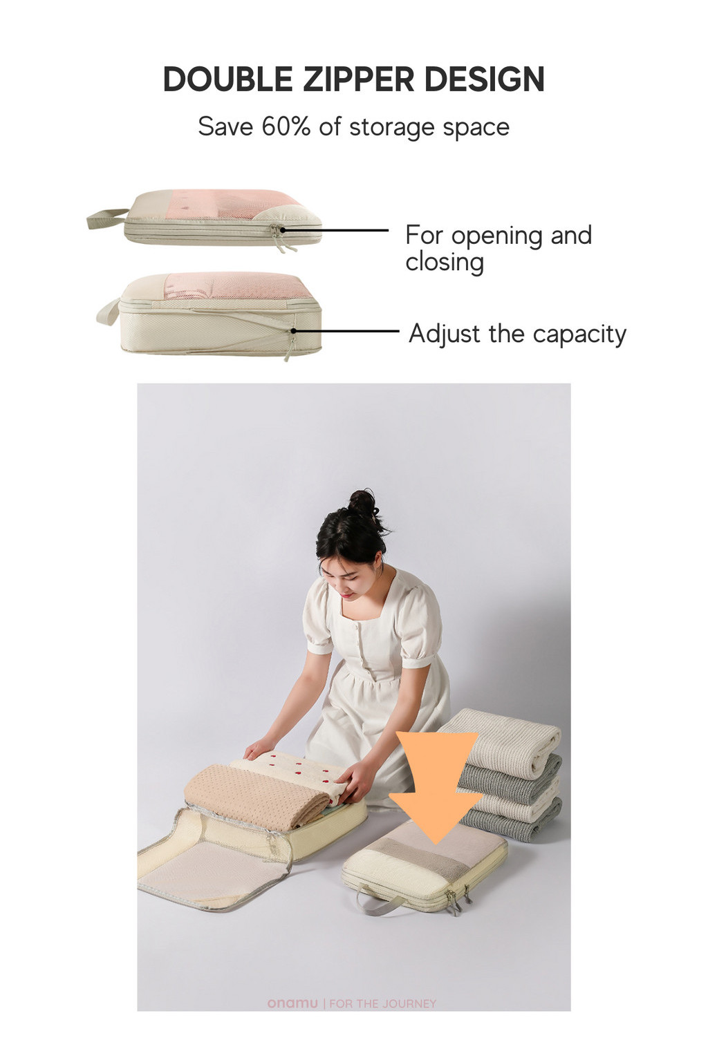 Compressible Packing Cube Beige for Travel and Storage | Shopee Malaysia