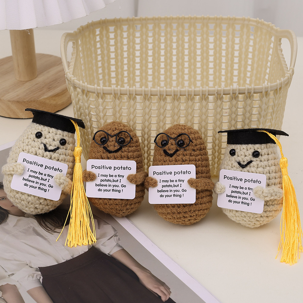 Novelty Fun Handweave Eyewear Graduation Cap Potato Plush Toy Present ...