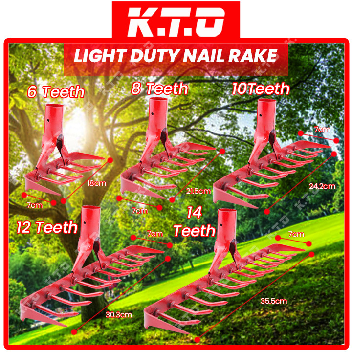6T 8T 10T 12T 14T Metal Grass Rake Crawler Garden Rake Head / Penyakar ...