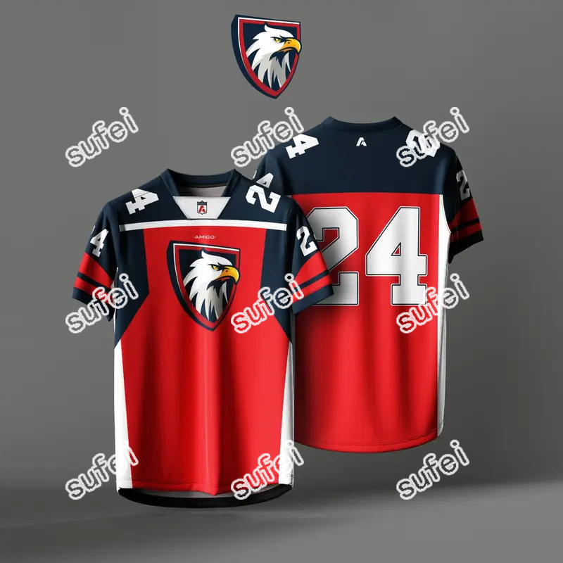 sufei NFL PREMIUM JERSEY EAGLE RED LYCRA 280 GSM Quick Dry Unisex Sport ...