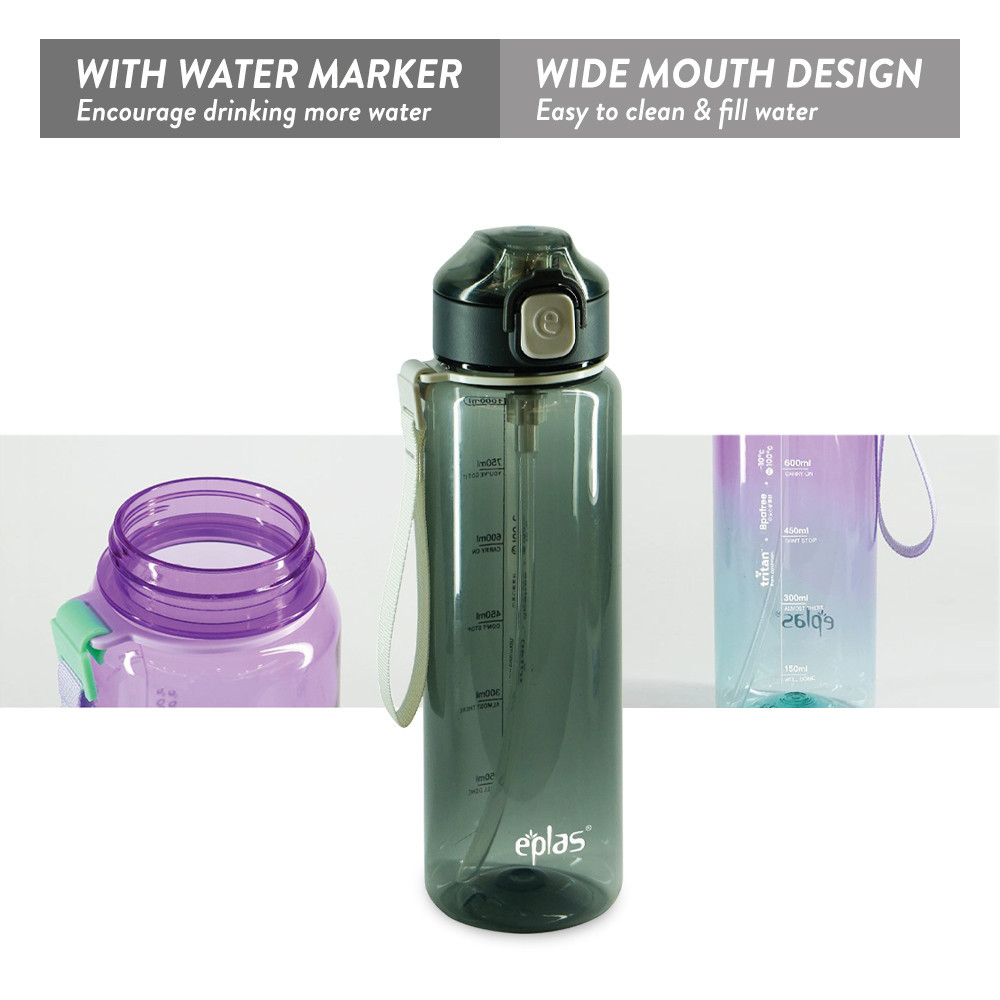 Eplas 650ML/1000ML BPA Free ModernTritan Water Bottle Tumbler Gradient Botol Air with Straw ...