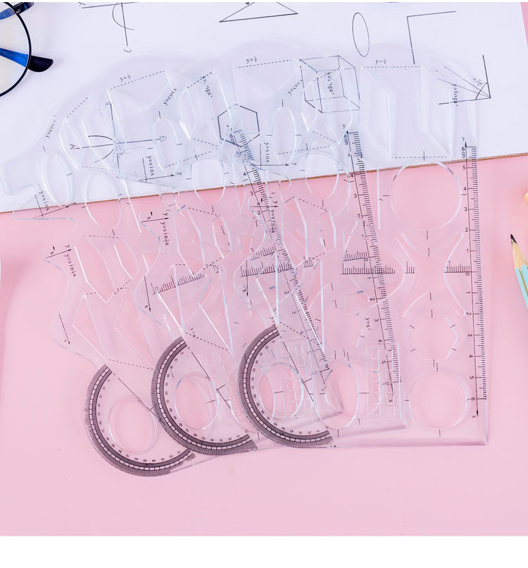 M&P Transparent Multifunctional Drawing Ruler / Creative Fast Drawing ...