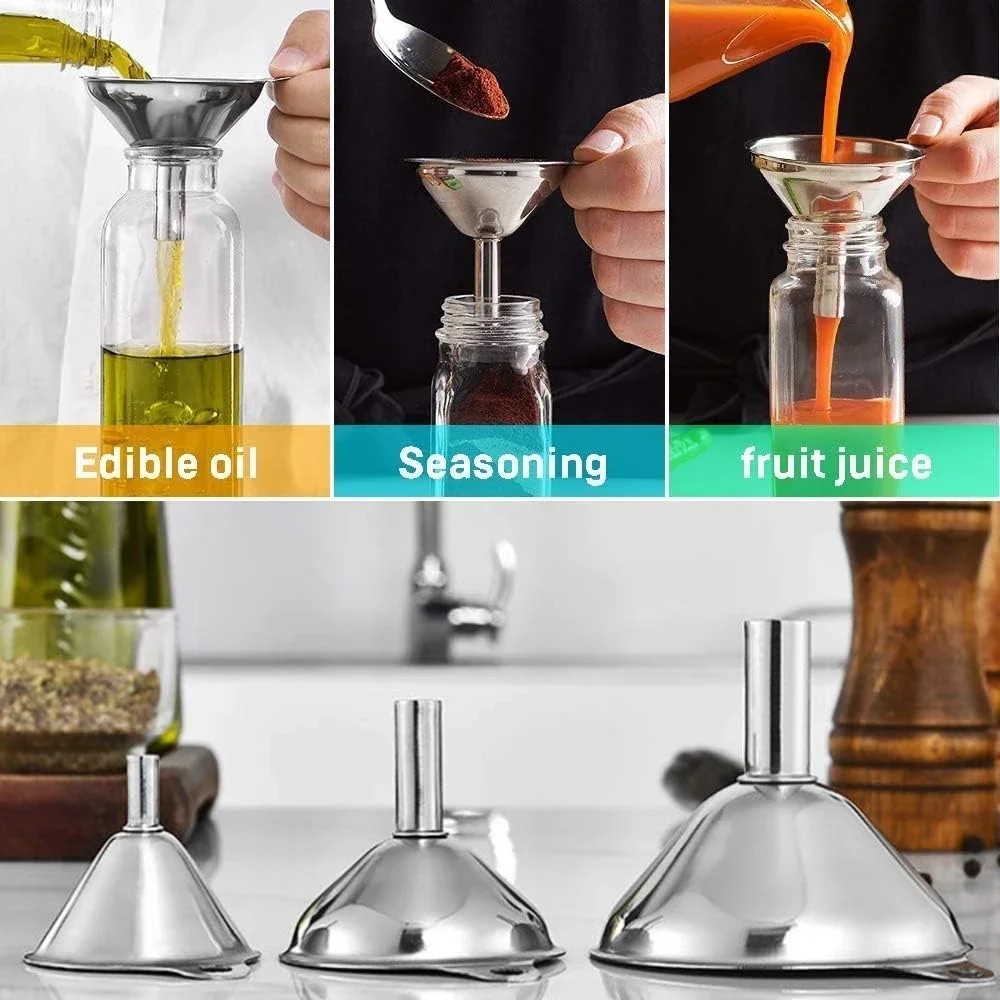 Portable Cone Funnel Pour Oil Wine Liquid Hopper Mini Stainless Steel ...