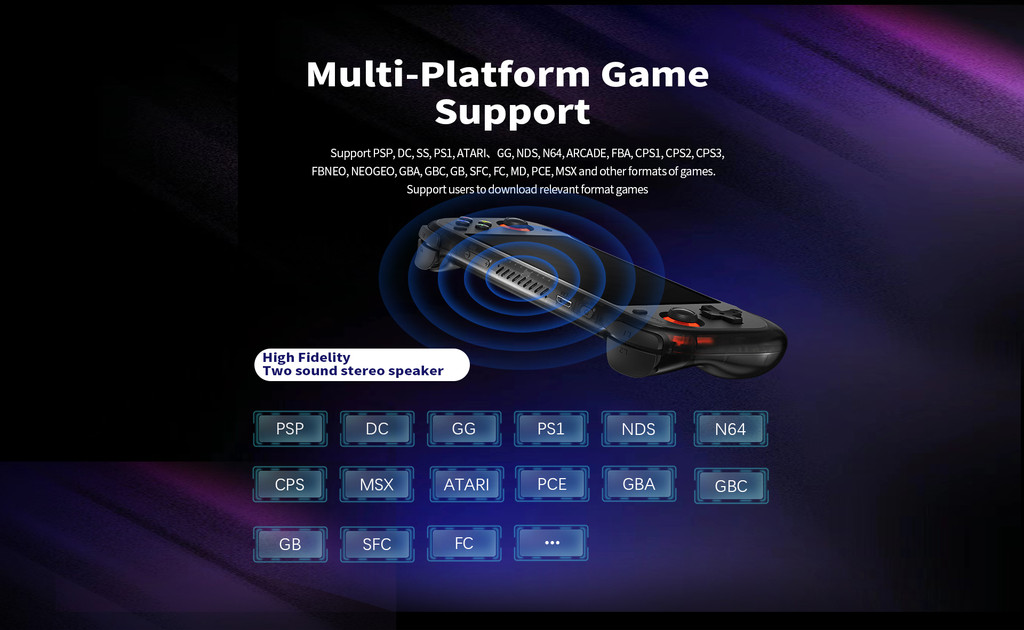 QRD Vortex F5 Retro Handheld Game Console 5.5 Inch IPS Screen Linux ...