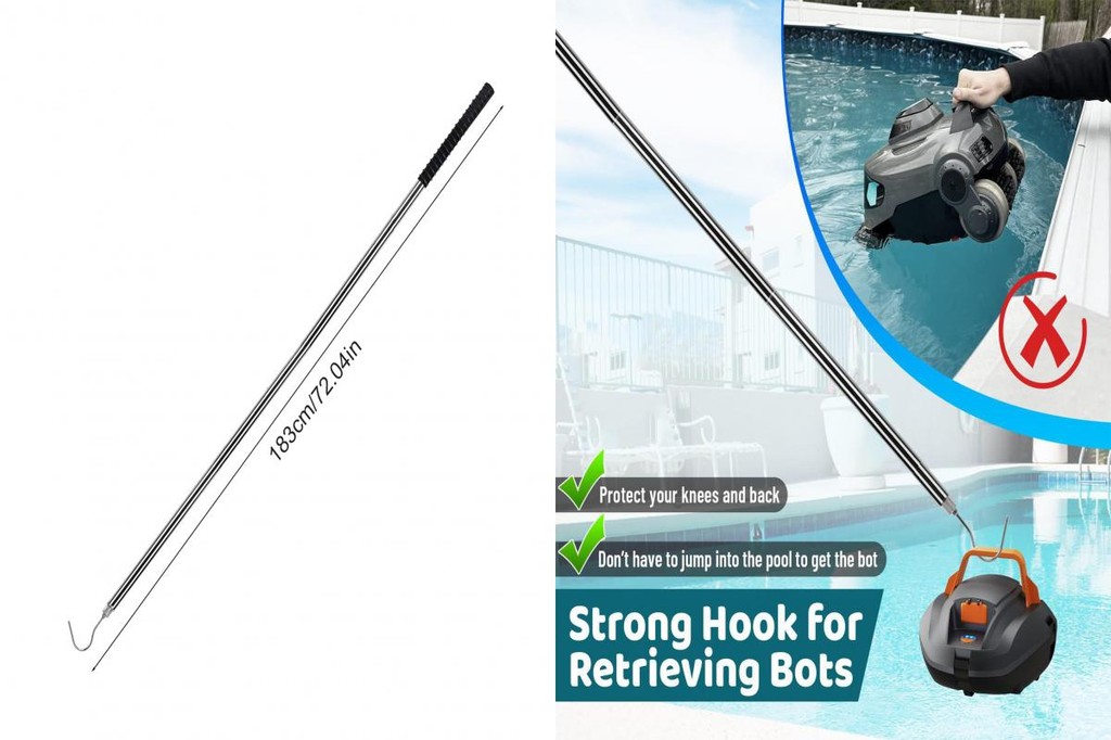 SUN_ Pool Robot Retrieval Hook Pool Cleaner Retrieval Hook Stainless ...