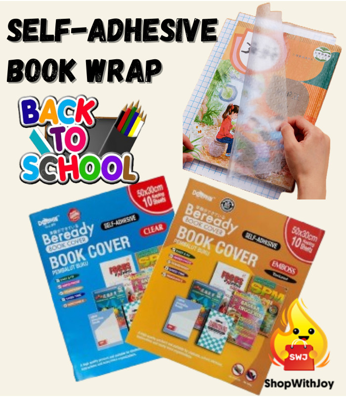 【ShopWithJoy】Self Adhesive Book Cover Wrapping Exercise Book Wrapper ...
