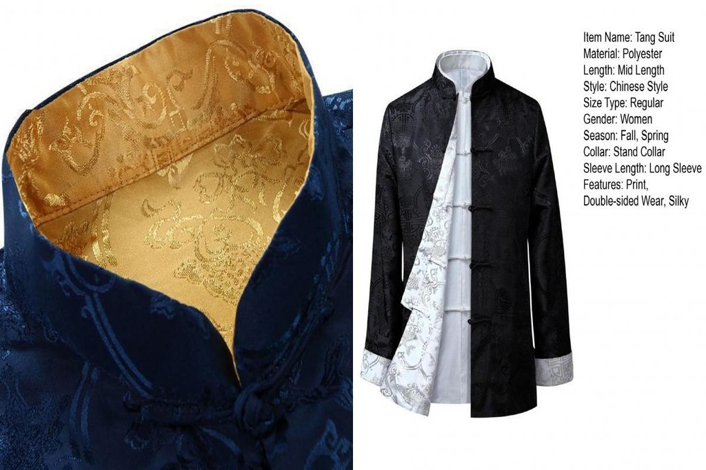 PTM Tang Suit Coat Retro Long Sleeved Reversible Chinese Style ...