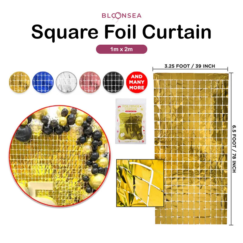 Square Foil Curtain Fringe Birthday Backdrop Photo Booth Glitter ...