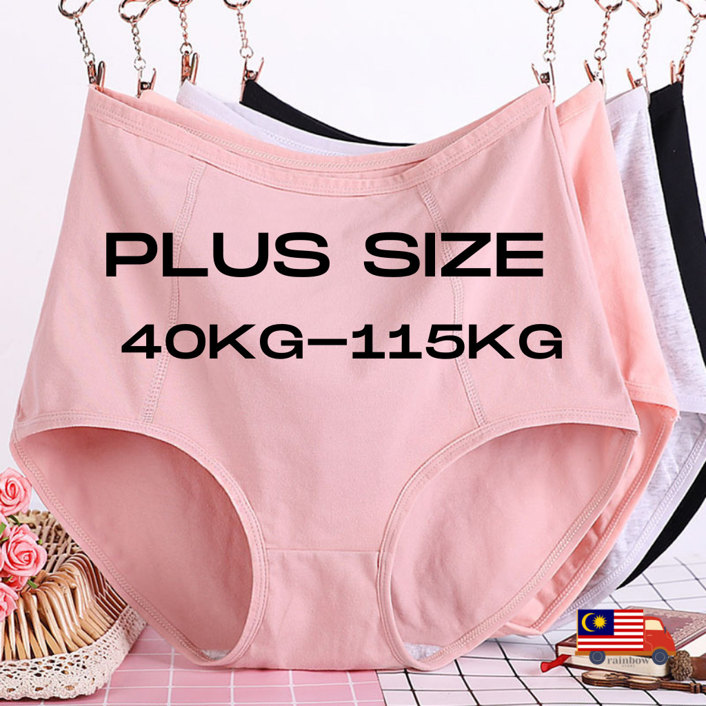 High Waist Panties Plus Size XL-6XL Solid Color Cotton Underwear High-Elasticity Briefs | Shopee ...