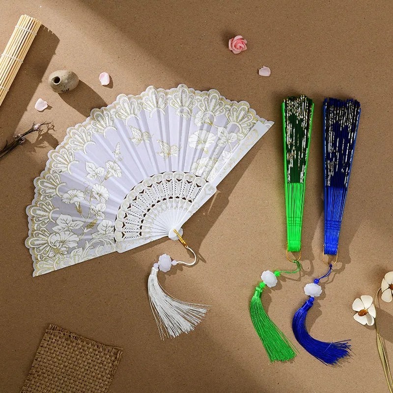 Chinese Style Folding Fan Lace Pattern Hand Fans Photo Props Hanfu ...