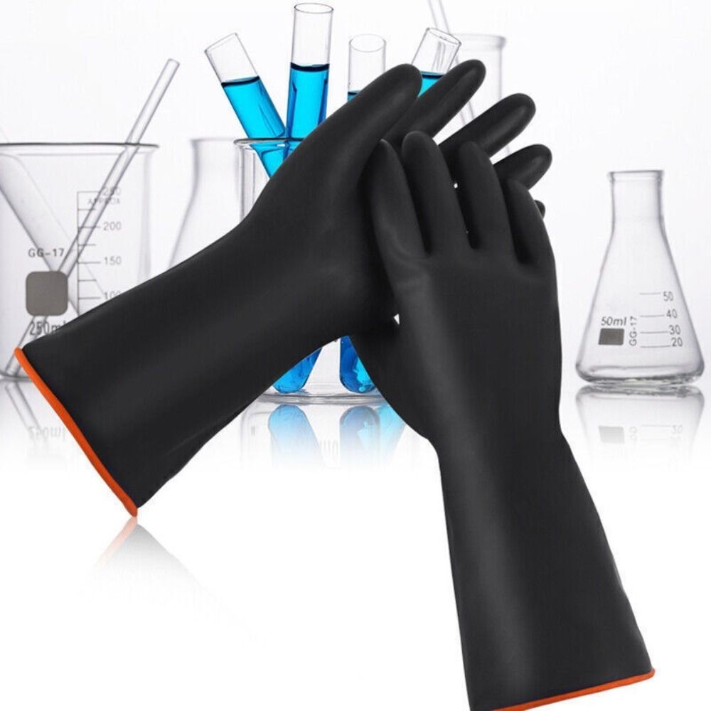 Heavy Duty Chemical Resistant Gloves Reusable Long Industrial Rubber ...