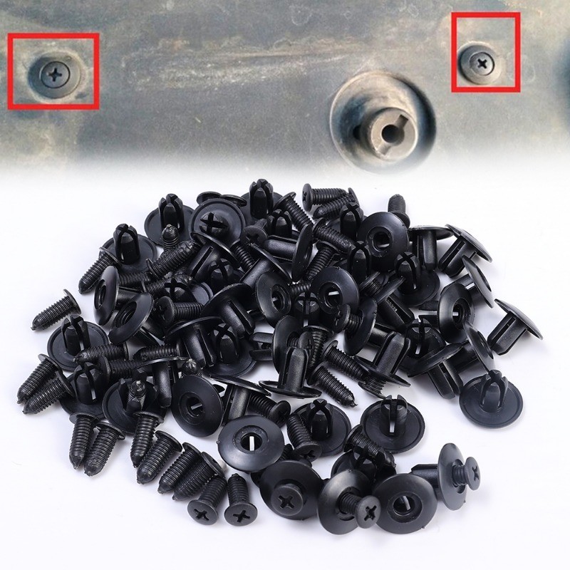 100Pcs Car Door Panel Buckle - Plastic Rivets Fasteners - Car Mudguard ...