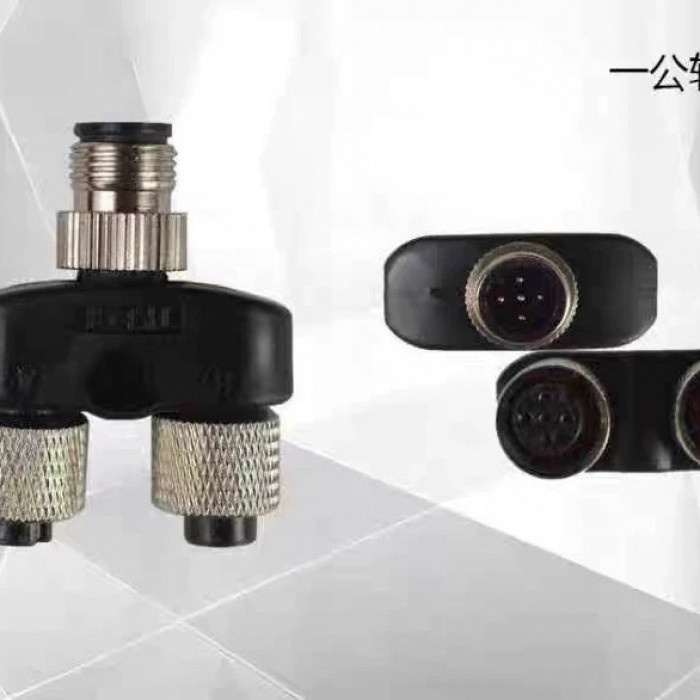 M12 Connector Tee Y Type One Out Two 4 Cores 5 Cores Sensor Connector ...