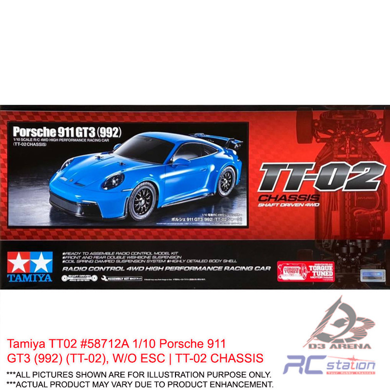 Tamiya TT02 #58712 1/10 Porsche 911 GT3 (992) (TT-02), W/O ESC | TT-02 ...