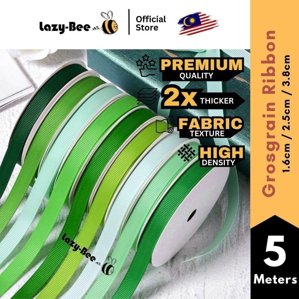 LAZY BEE 5 meter Pastel Green Mint Grosgrain Ribbon Reben Door Gift ...