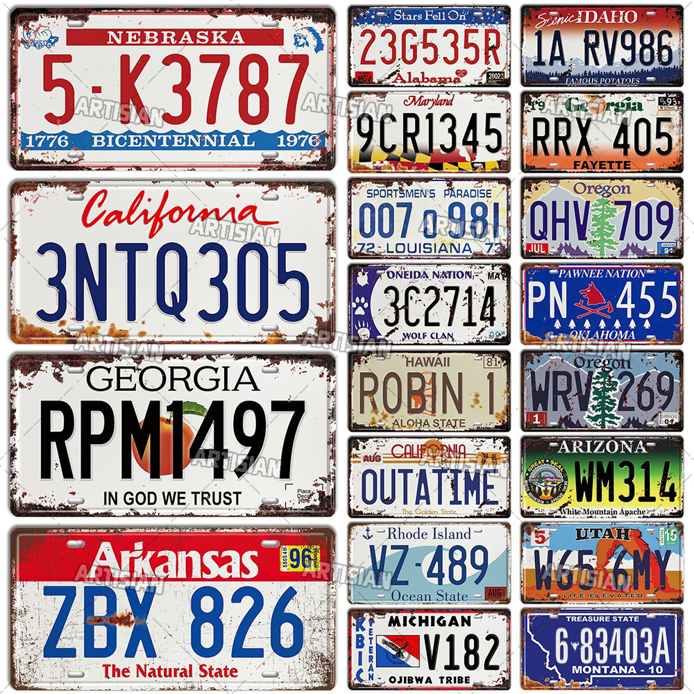 Artisian US Retro License Plate State Vintage Number Plate America ...