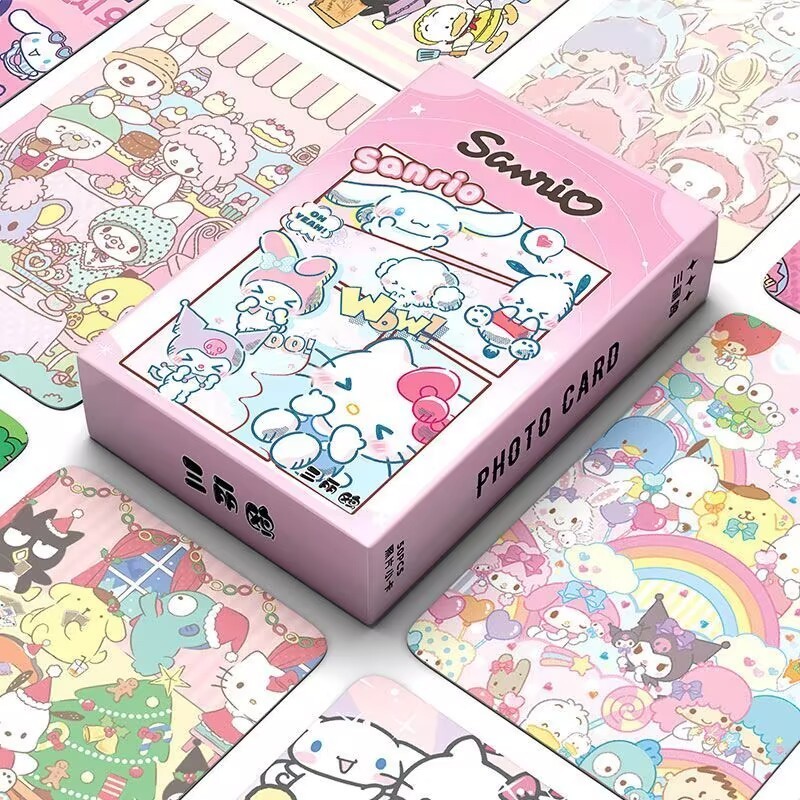 50PCS Sanrio Laser Lomo Card Kpop Photocard Cute Carton Flash Cards and ...