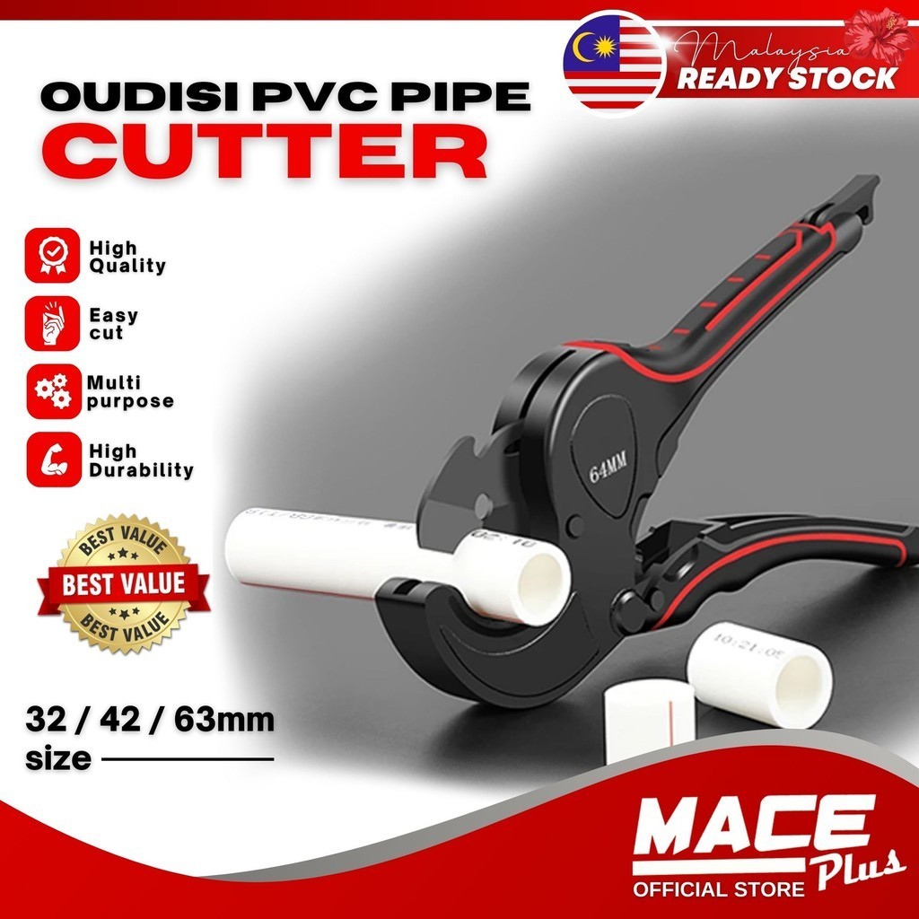 OUDISI PVC Pipe Cutter 63mm 42mm 32mm For Cutting PVC PPR PE PLASTIC PIPE Plumbing Tool Pemotong ...