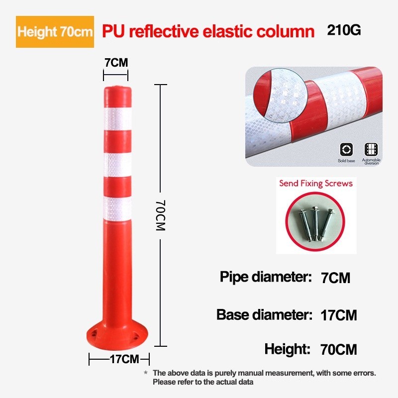 PU/PE Flexible Safety Warning Post Plastic Traffic Elastic Pole 75CM ...