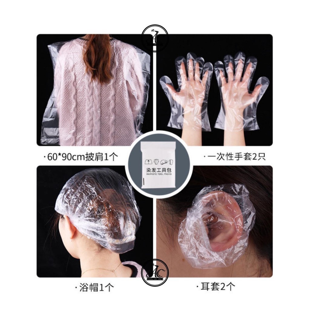Disposable Hair Dyeing Kit 4in1 Hair color tools dye rebonding Colour ...