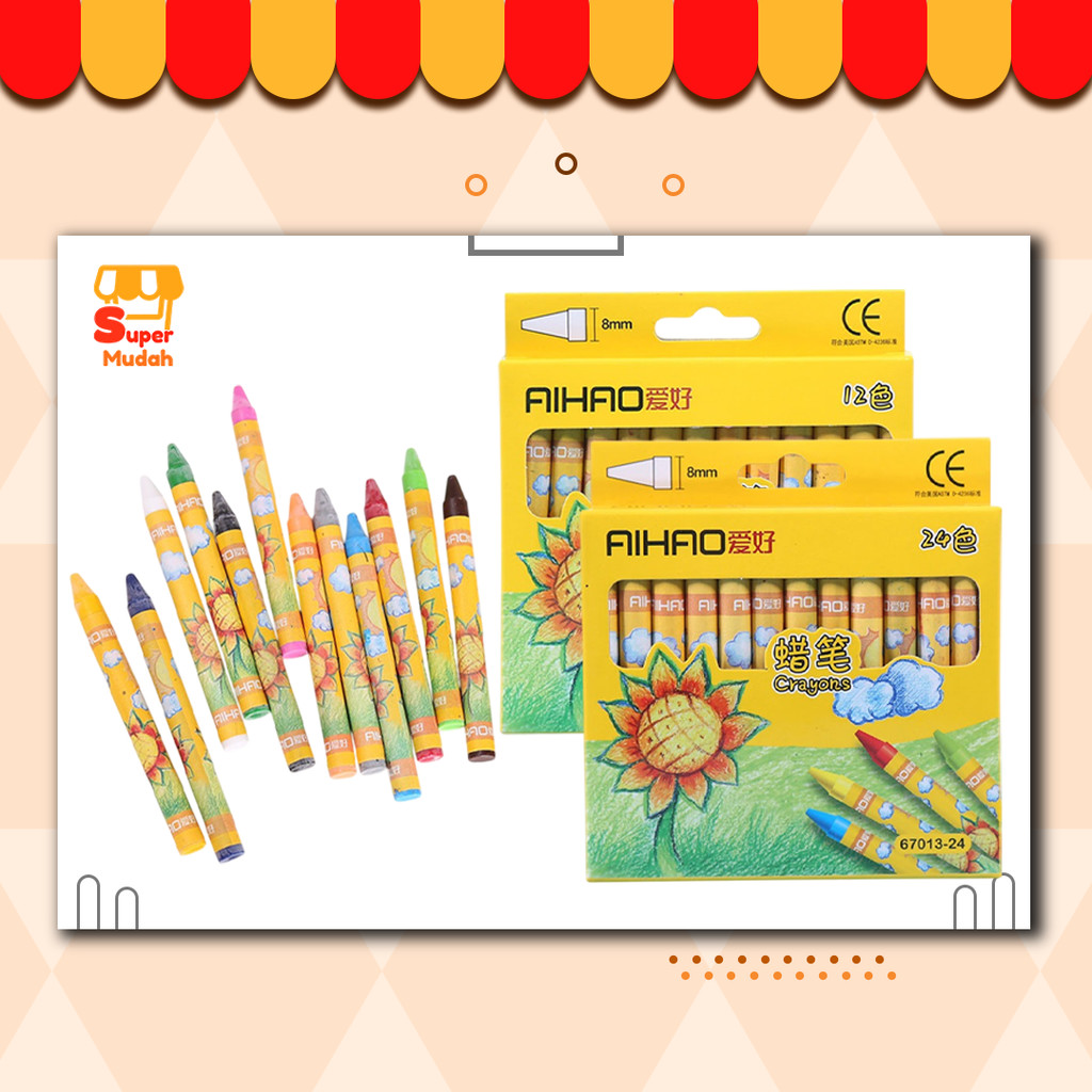 Kartun Oil Pastel Set Lukisan Krayon Kanak-Kanak Berus Seni 8 Warna/12 ...