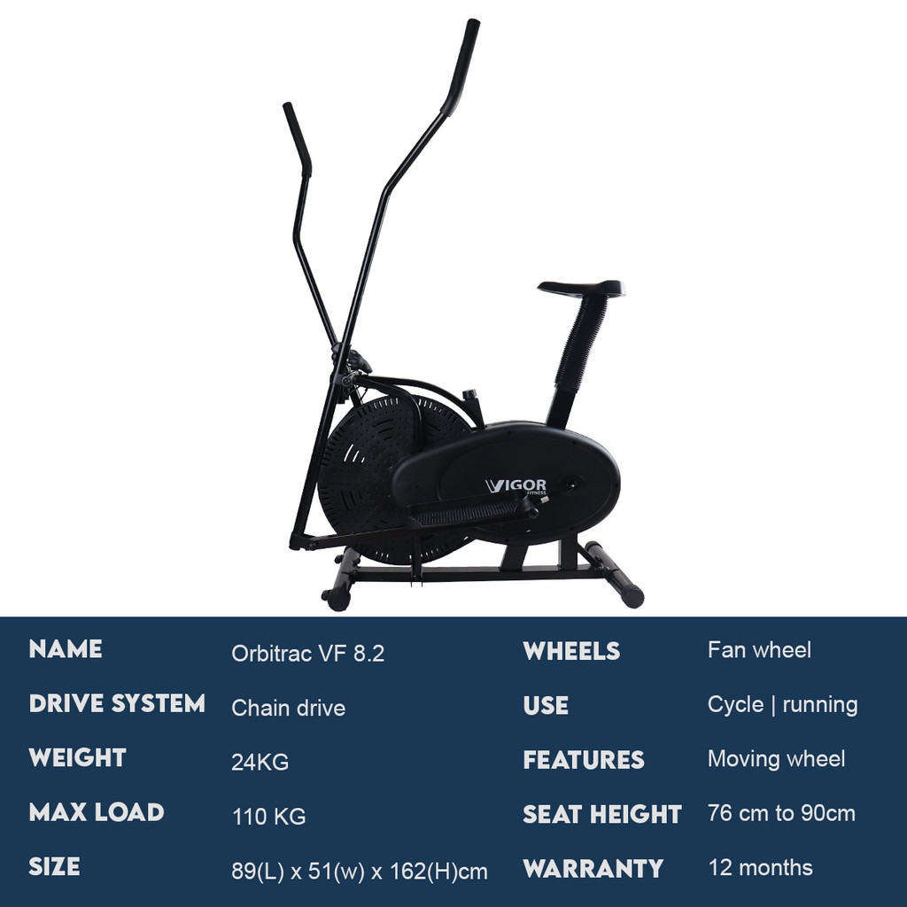 Vigor Fitness Elliptical Trainer / Orbitrac 2-In-1 Cross Trainer Bike ...