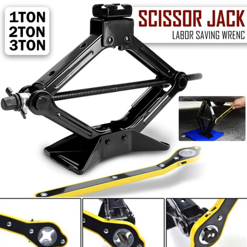 2T Scissors Wrench Jack Car Heavy Duty Spare X Handle Kereta Jack Tayar ...