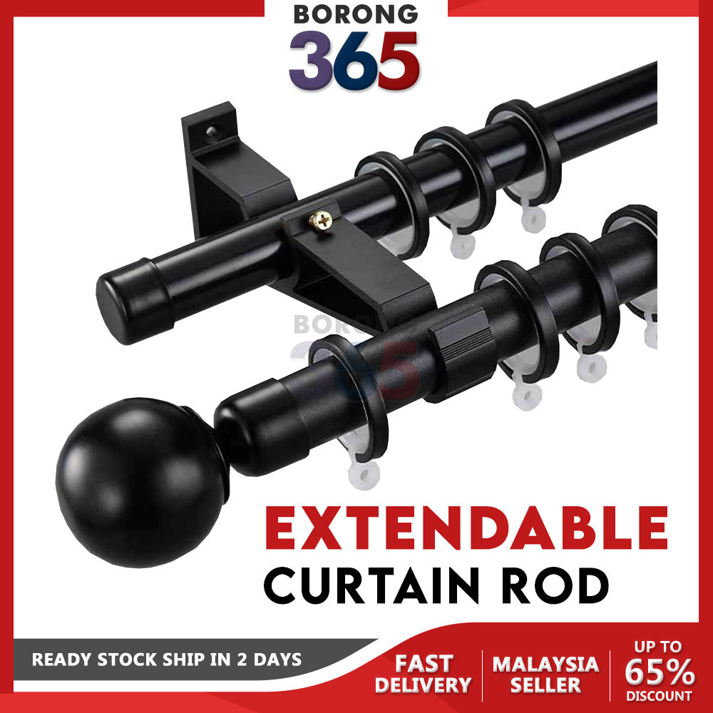[FULL SET | EXTENDABLE DOUBLE ROD] Adjustable Curtain Rod Set For Hook ...