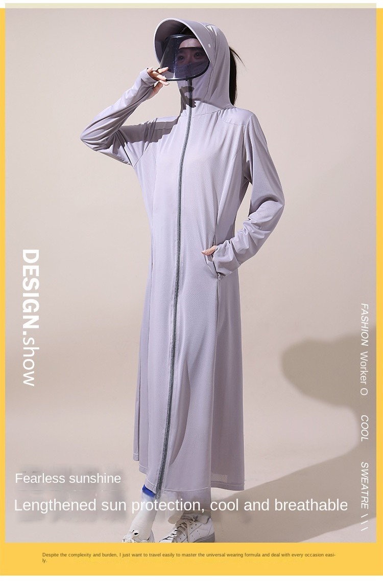 Women New Style Long Over-the-Knee Full Body Sunscreen Clothes Ice Silk ...