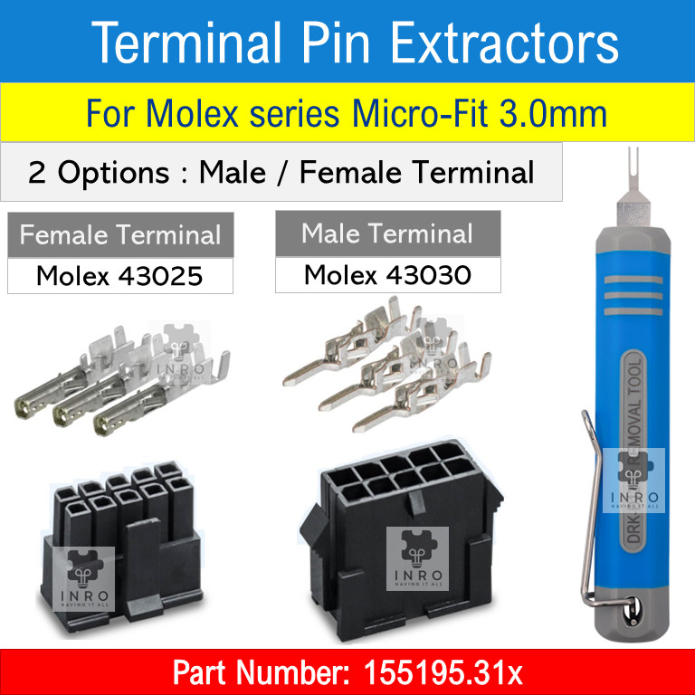 [Male Female] 3mm Terminal Pin Extractor Micro-Fit 3.0 Micro Fit 43020 ...