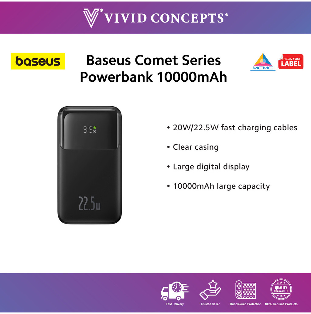 [Malaysia Set] Baseus 3 Cable Digital Display Fast Charge Power Bank ...