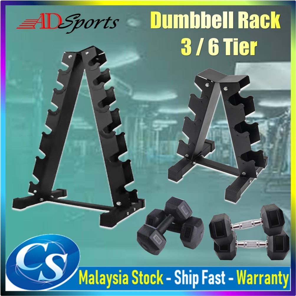 A-Frame Rak Pemberat Dumbbell Rack Stand Only, 6 / 3 Tier Steel Weight ...